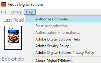 Entering your Adobe ID in Adobe Digital Editions for Windows